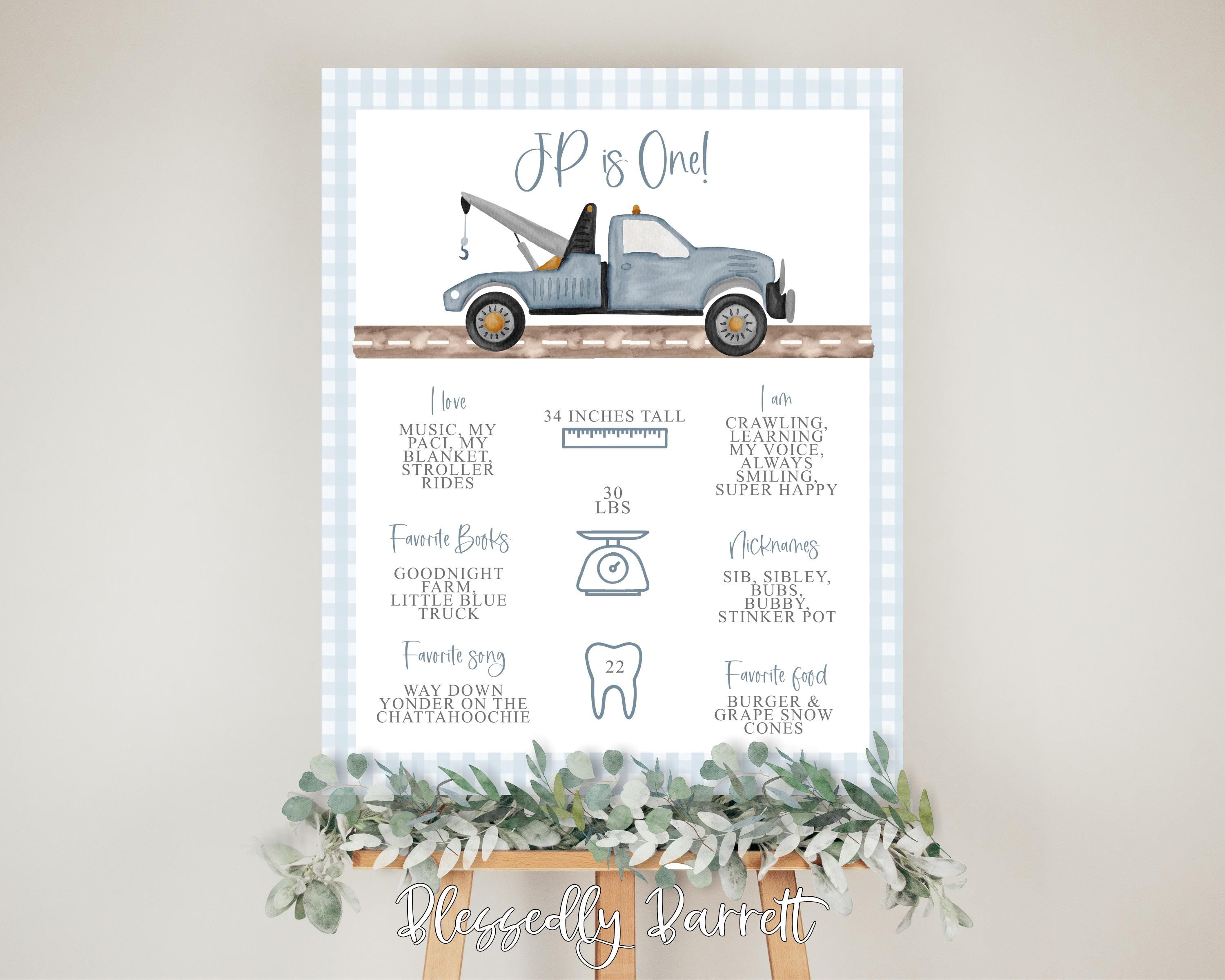 Grandmillennial Watercolor Tow Truck Milestone Sign Towing Tow-rific ...