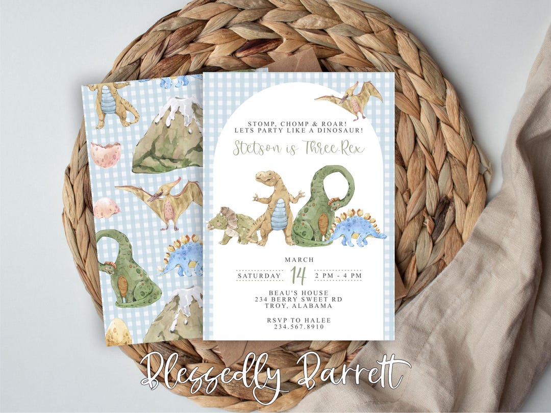 Grandmillennial Dino Three-rex | Sage Green Blue | Roar Four | Preppy ...