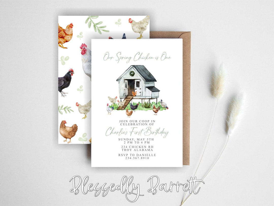 Chicken Birthday Invitation | Spring Chicken | Eat Chicken | Our Little ...