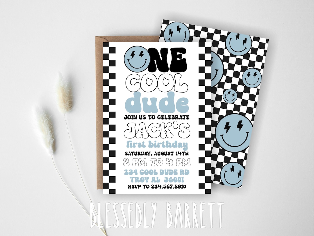 ONE COOL DUDE | First Birthday Invitation | Big One | Super Fly ...