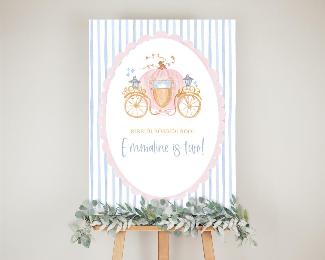 Grandmillennial Princess Birthday Printable Welcome Sign, Bibbidi ...