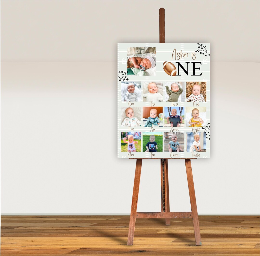 FIRST YEAR DOWN Picture Milestone Sign | Football Birthday | Big One ...