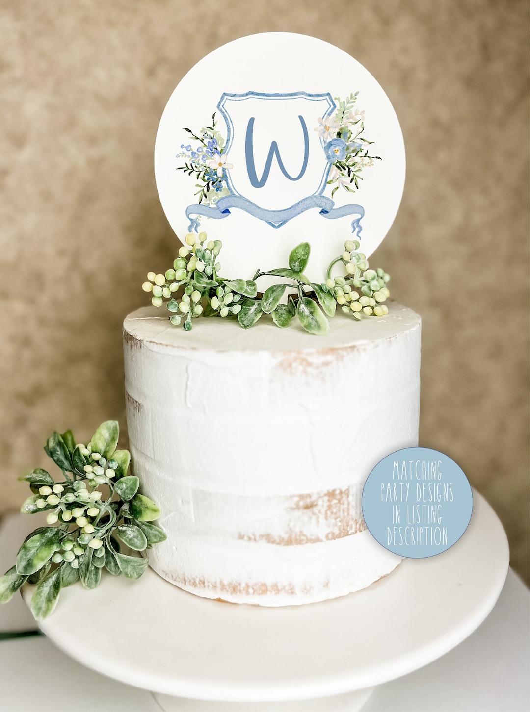 Wedding Cake Topper | Shower | Baby | Birthday | Crest | Floral Crest ...
