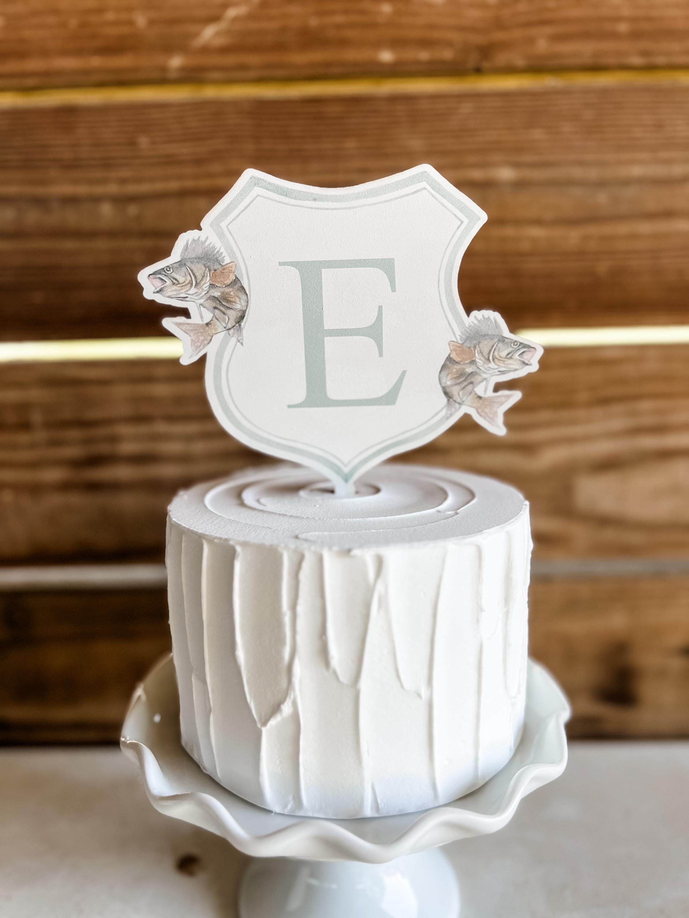 Grandmillennial Bass Fishing Cake Topper | Sage Green | Hunting Party ...