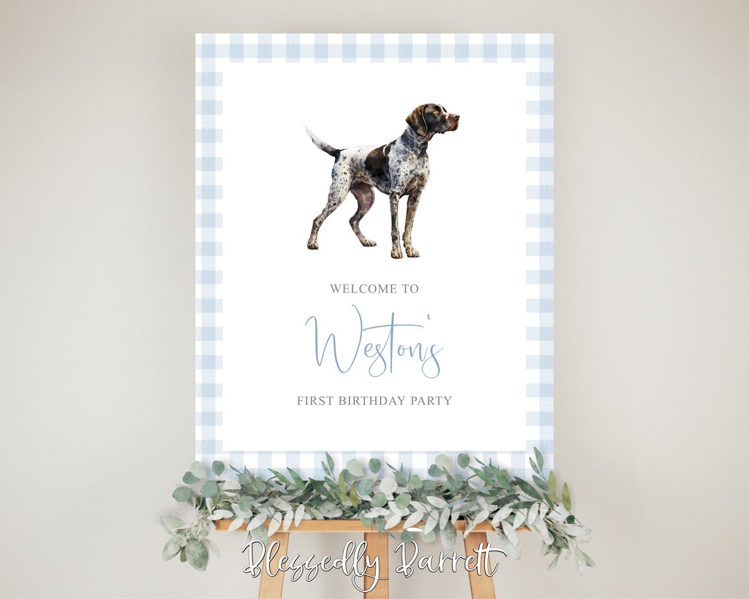 German Shorthaired Pointer Welcome Sign | Blue Gingham | Hunting Party ...