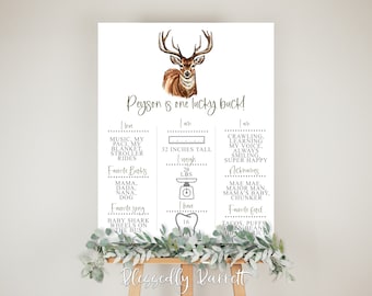 Hunting Birthday Milestone Sign, Buck, One Lucky Buck, Deer Hunter, the ...