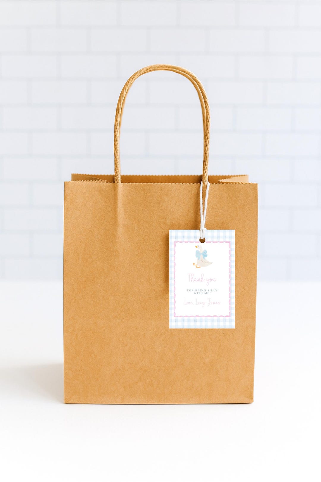 Grandmillennial Pink One Silly Goose Party, Blue Pink Gingham, Pastel ...