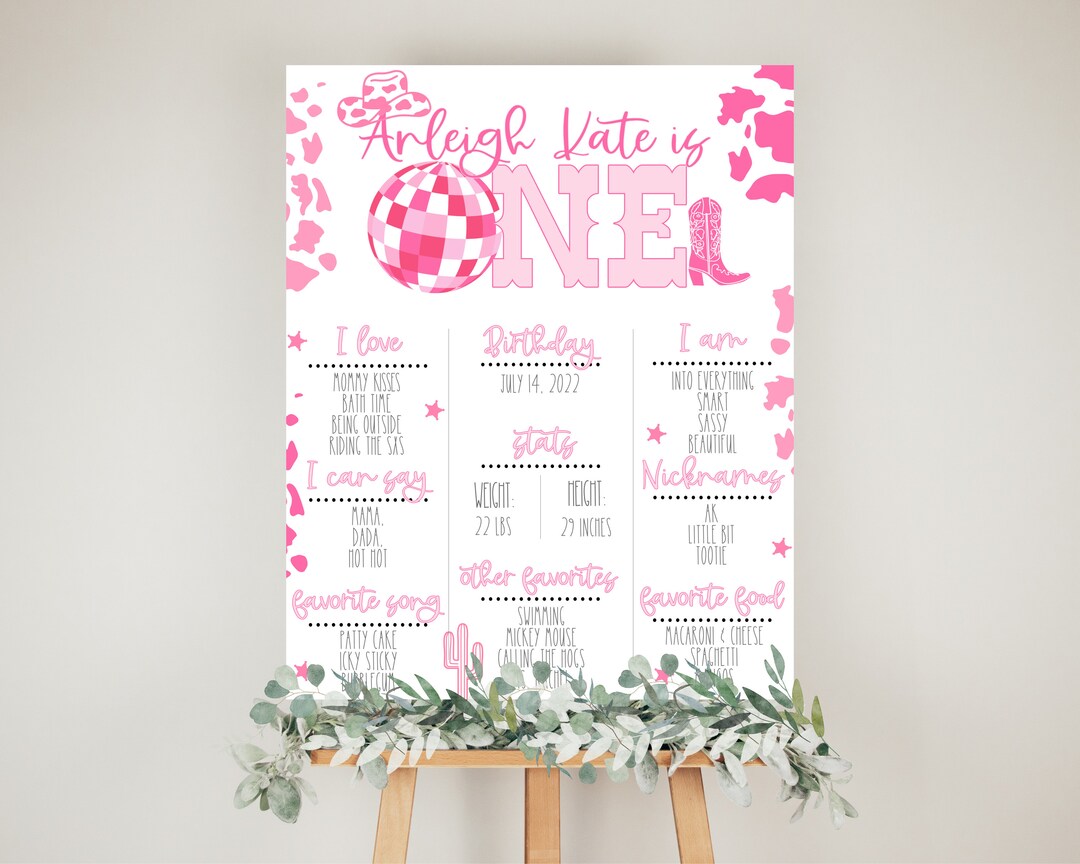 Disco Cowgirl Milestone Sign | Man I Feel Like I'm ONE | Welcome Sign ...