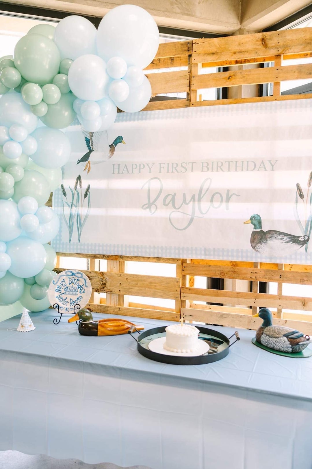 Hunting Birthday Banner | Mallard Duck | One Lucky Duck | Quail | Paper ...