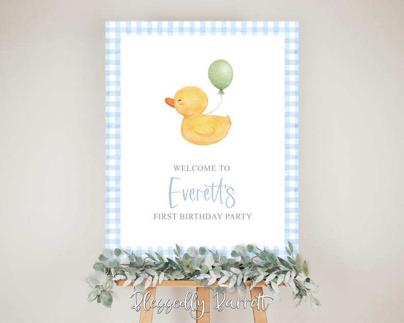 Lucky Duck Baby Shower | Welcome Sign | Milestone Sign | Watercolor ...