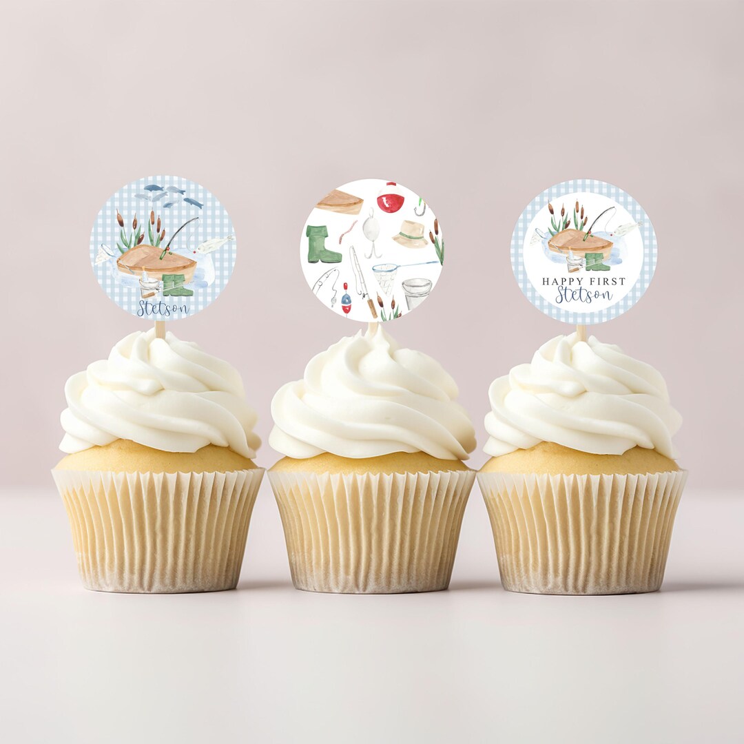 O-fish-ally Birthday Cupcake Toppers | Fishing Invite | Gone Fishing ...