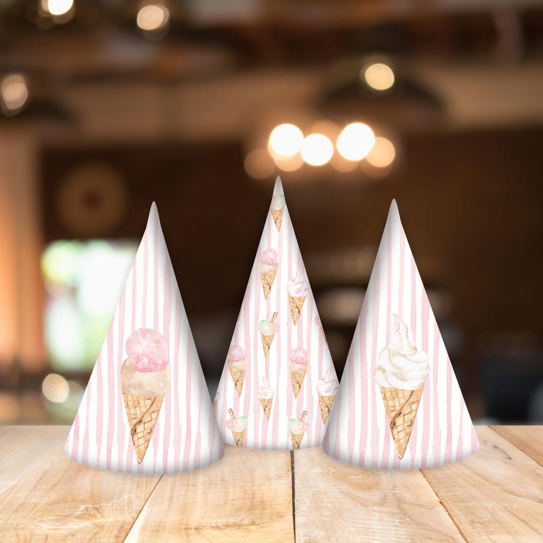 Grandmillennial Ice Cream Party Hats Ice Cream | Scream FOUR | TWO ...