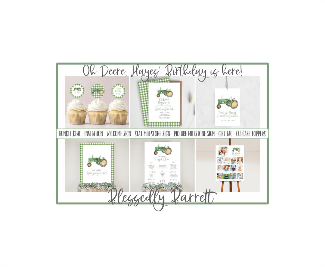 First Birthday Welcome Sign | Tractors John Deere | Green Tractor ...