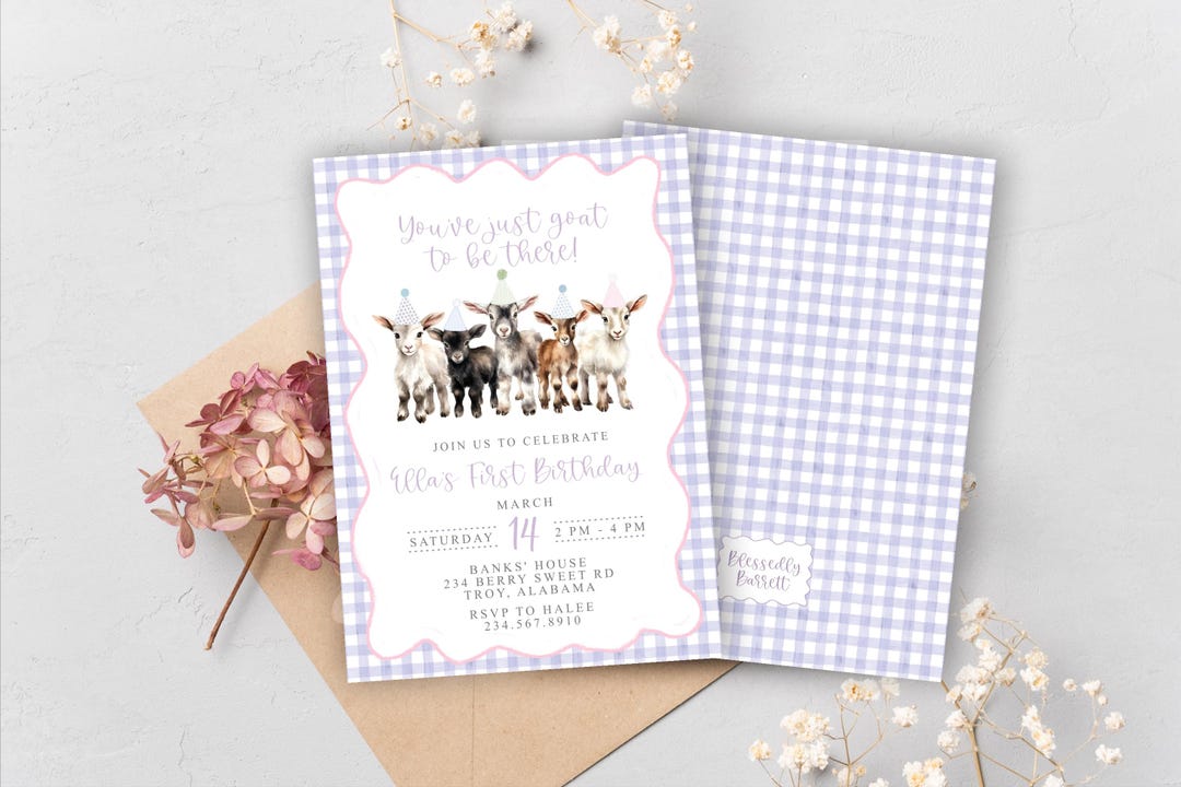 You've GOAT to Be There BIRTHDAY Girly Invitation, Goat Birthday, Pigmy ...