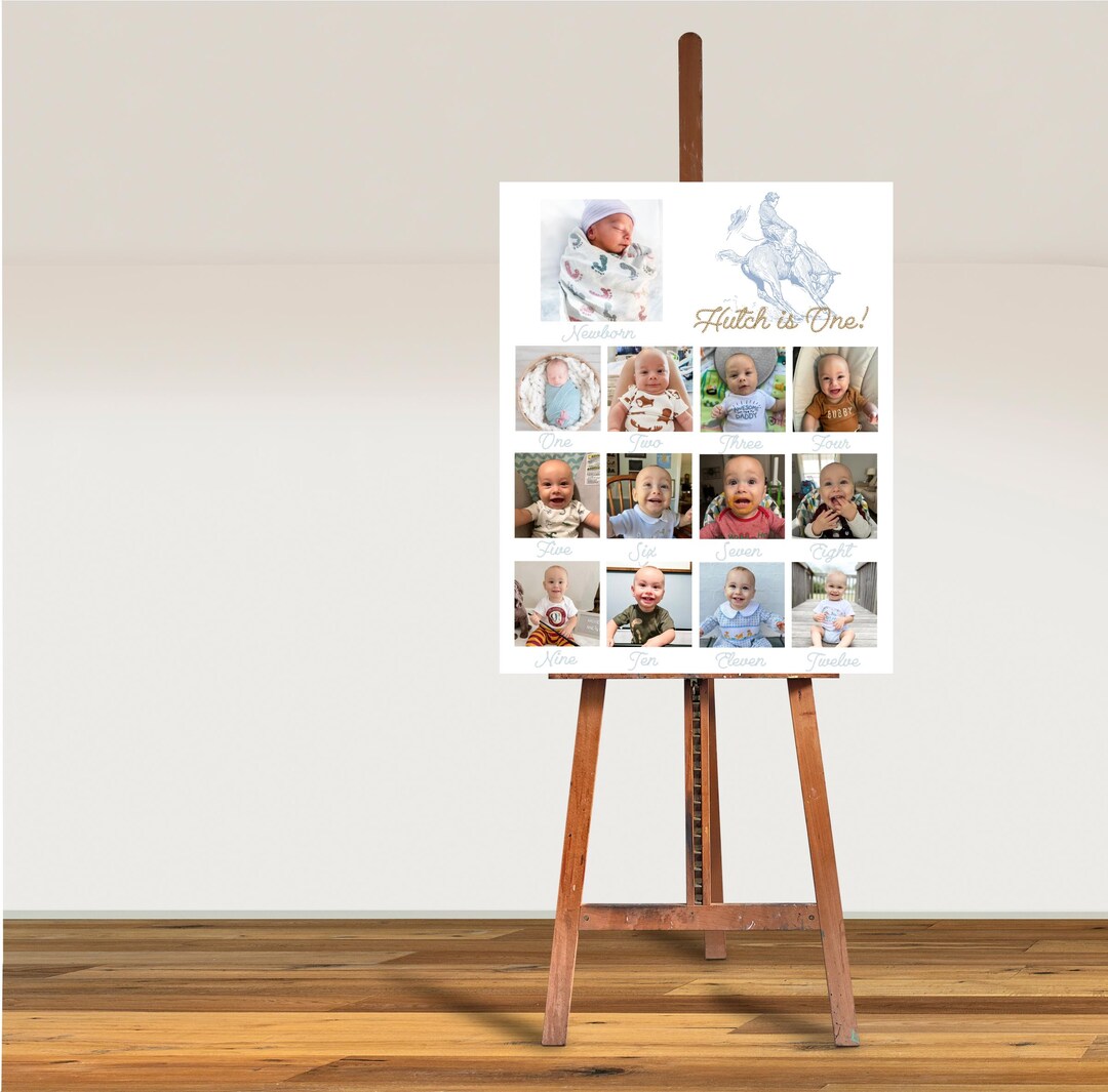 Grandmillennial Cowboy Birthday Picture Sign, West Was One, Western ...