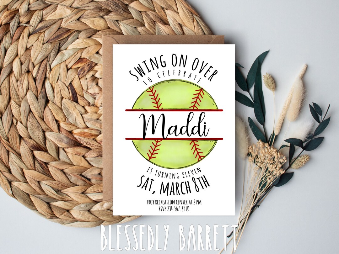 Softball Birthday Invitation | Softball | Dixie Youth | Rec Ball ...