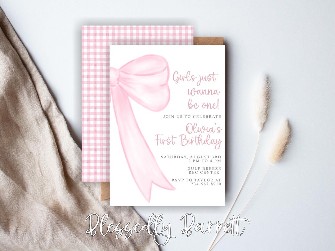 Girls Just Want to Be ONE Invitation | Coquette Bow | First Birthday ...