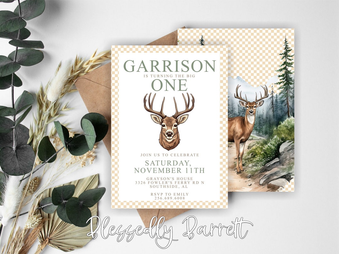 BIG ONE Birthday Invite | Hunting Birthday | Big Buck | Hunting ...