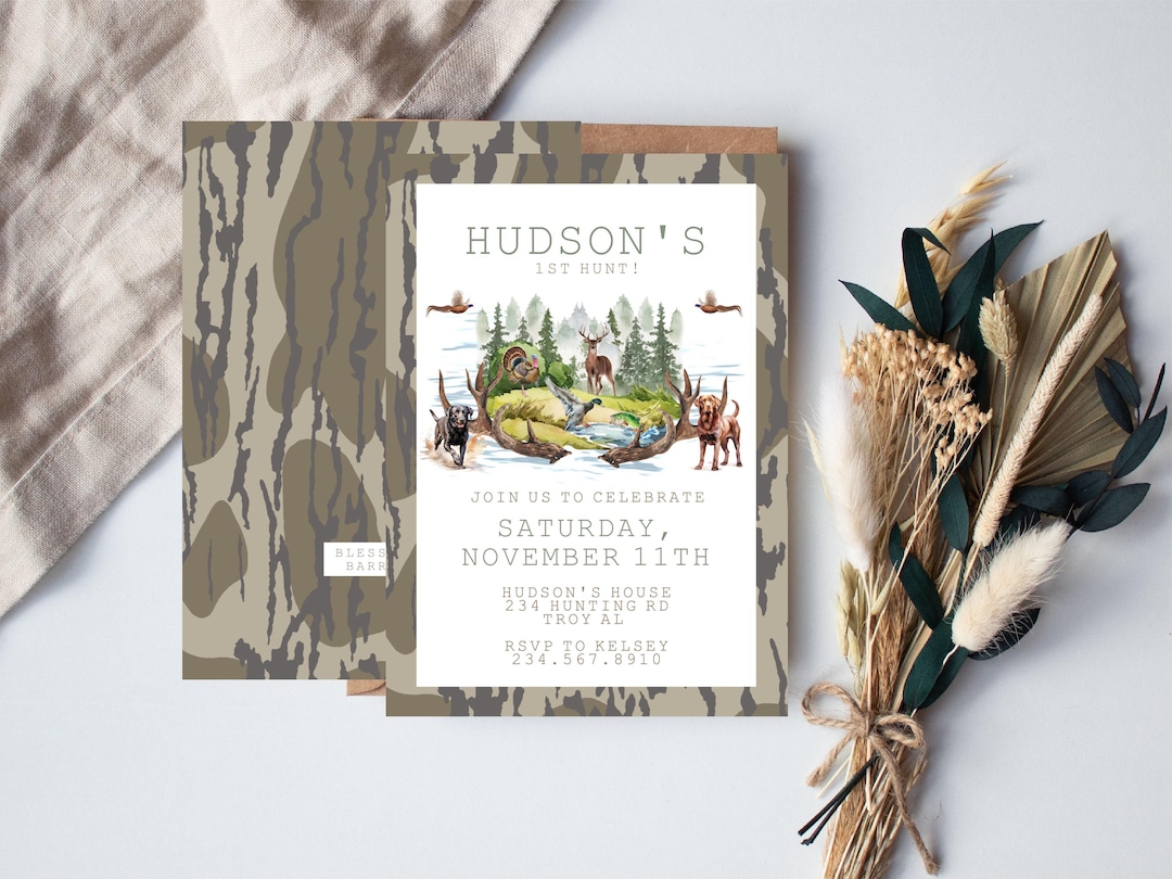 Southern Party Animals Birthday Invitation, Labs, Deer, Mallard, Turkey ...