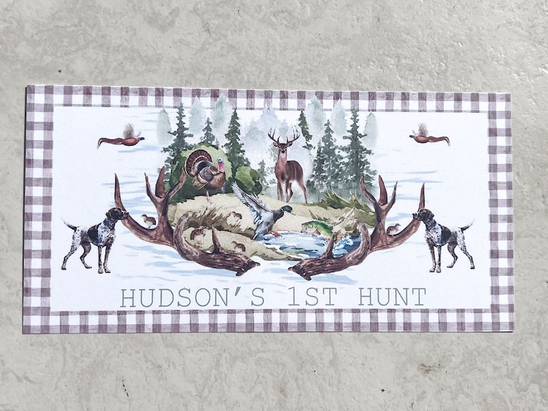 Hunting Birthday Banner Mallard Duck Pheasant Quail Paper Banner White ...