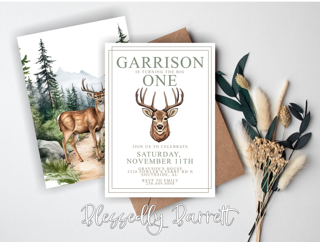 BIG ONE Birthday Invite | Hunting Birthday | Big Buck | Hunting ...