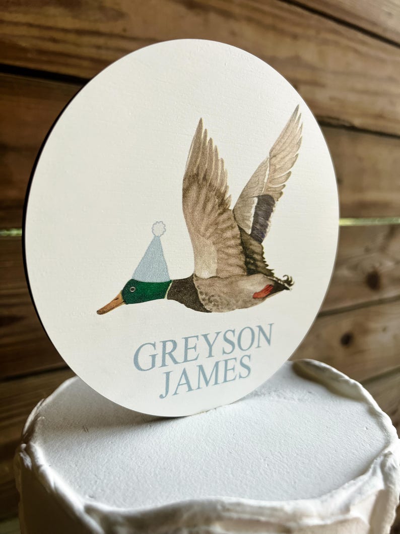 Mallard Cake Topper | Lucky Duck Birthday | Blue Gingham | Hunting ...