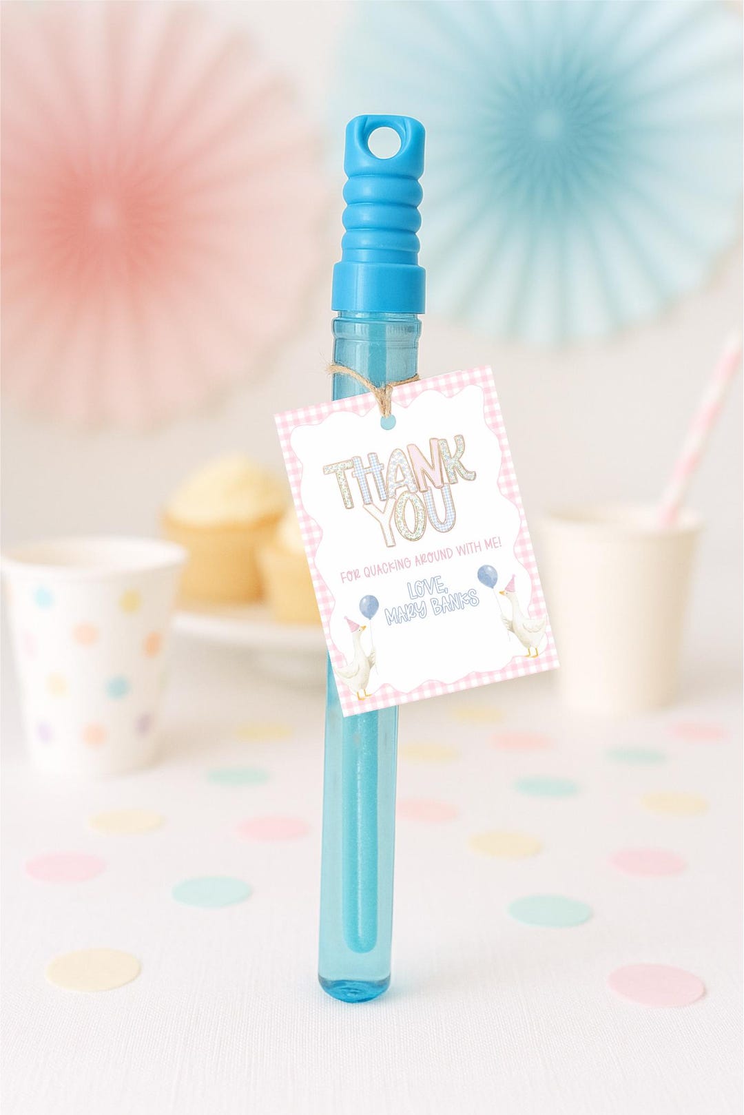 Classic Grandmillennial One Silly Goose Birthday Gift Tag, Pink Blue ...