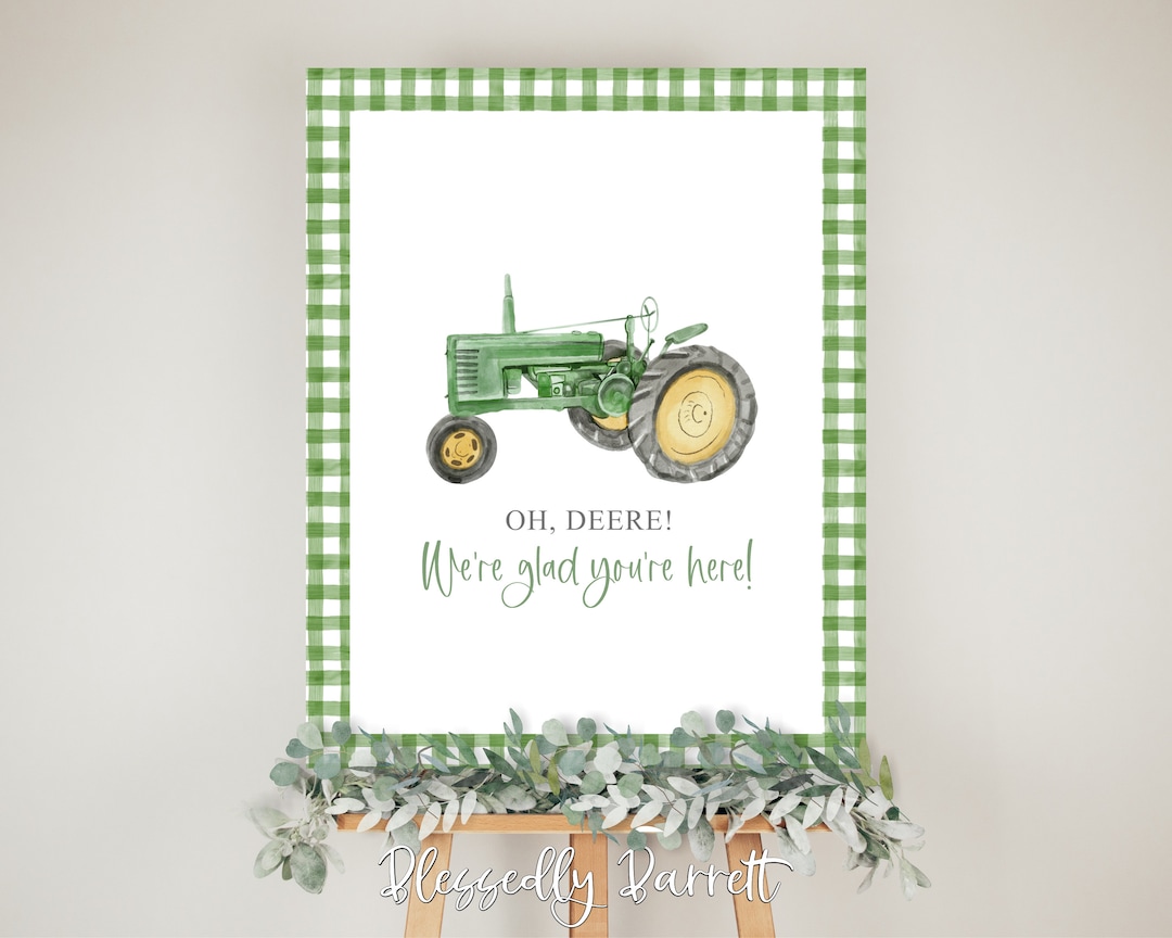 First Birthday Welcome Sign | Tractors John Deere | Green Tractor ...