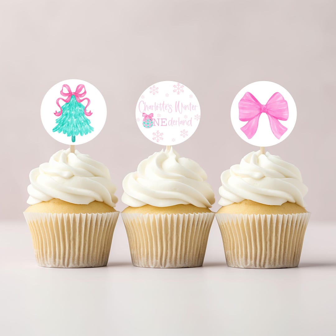 Grandmillennial Winter Cupcake Toppers | Love Shack Fancy | Santa Claus ...