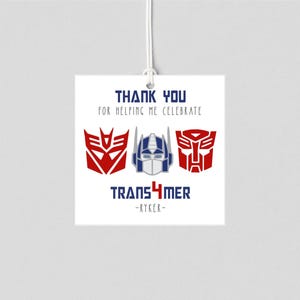 Transformers | Thank You | Birthday Gift Tag | Transformer Party Favor ...