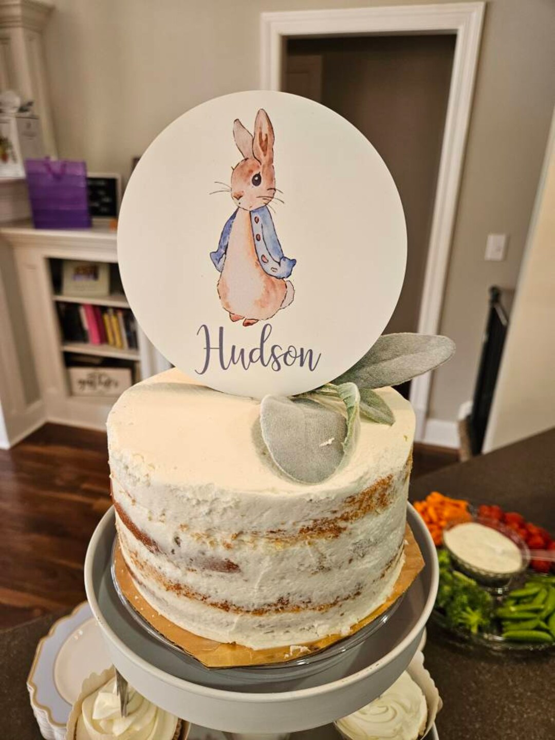 Blue Wooden Cake Topper | Peter Rabbit | Flopsy | Baby Shower ...