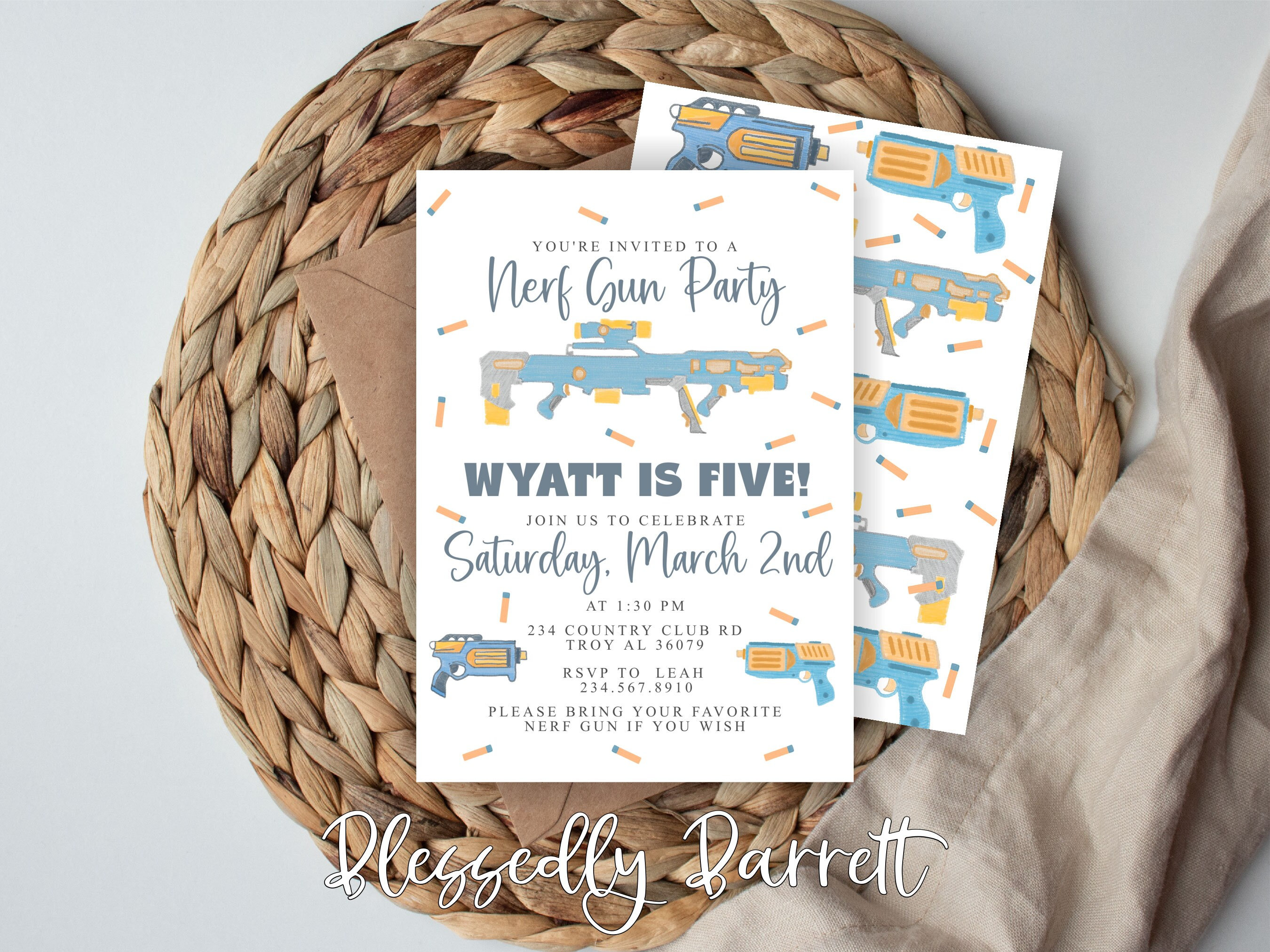 Nerf Gun Invite Nerf Party Nerf War Invitation Boy Party Water Gun ...