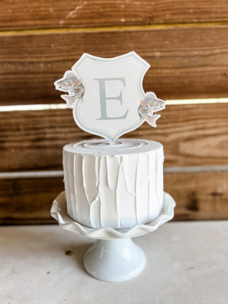 Grandmillennial Bass Fishing Cake Topper | Sage Green | Hunting Party ...