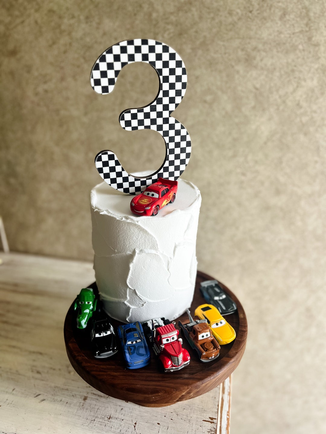 Checkered Cake Topper | Number | Wooden Cake Topper | Pattern | Gingham ...