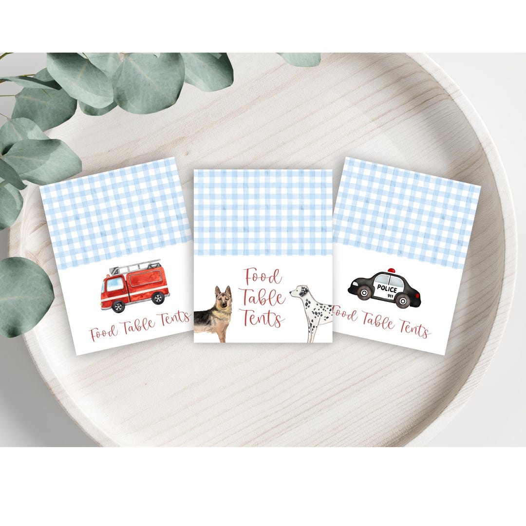 First Responders Food Table Tents | Transportation | Police | Ambulance ...