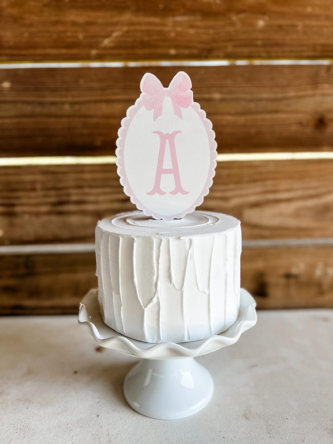 Scalloped Pink Crest 1st Birthday Cake Topper | Grandmillennial Baby ...