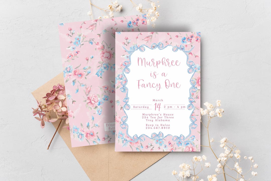 Fancy ONE Invitation | Coquette Bow | First Birthday | Love Shack Fancy ...