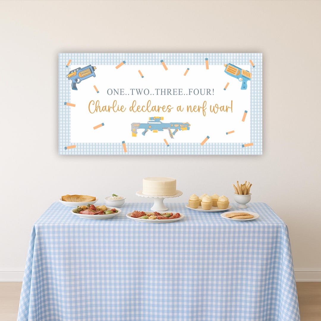 Grandmillennial Gun Party Banner, Dart War, 4th Birthday, Boy Party ...