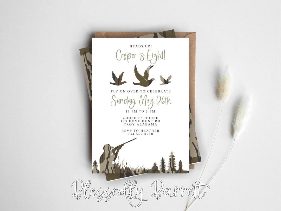 Dove Hunting Birthday Invite, Mourning Dove, Bird Hunt, Hunting Party ...