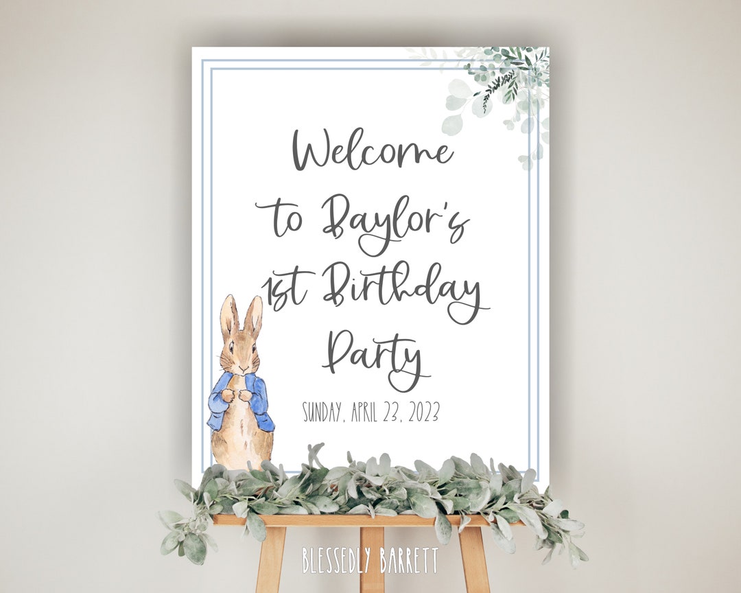 Peter Rabbit Welcome Sign Birthday Invitation Baby Shower Invite ...