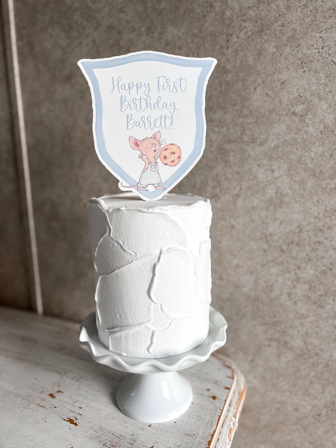 Grandmillennial Mouse Cookie Cake Topper | Sweet One | He Will Turn One ...