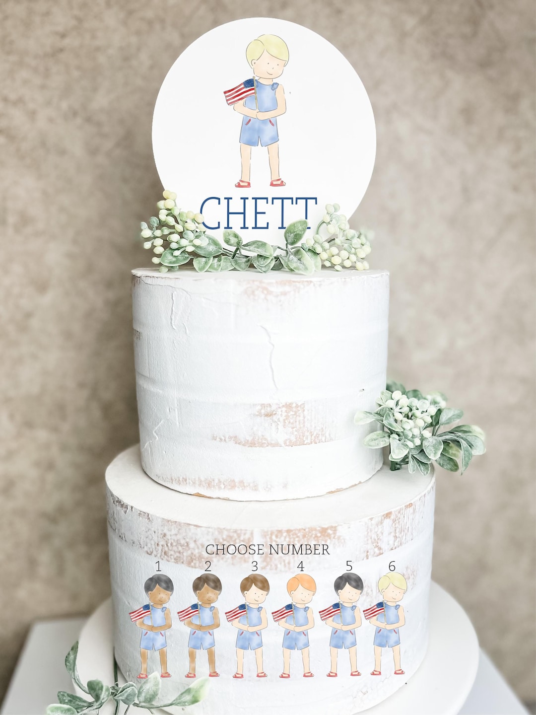 Patriotic Boy Cake Topper, America, All American Boy, Jonjon, Red White ...