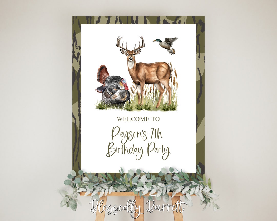 BIG ONE Fishing Birthday Welcome Sign | One Lucky Duck | Deer | Quail ...