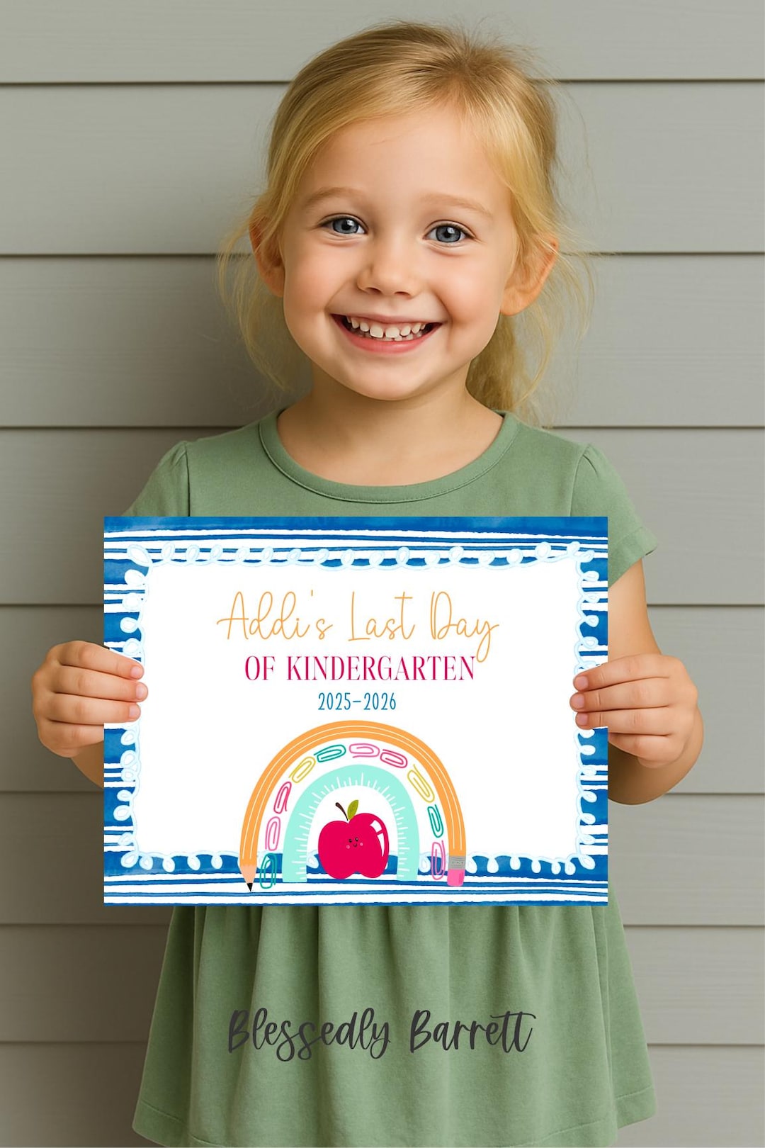 Bright Traditional First Day of School Printable, Kindergarten Photo ...
