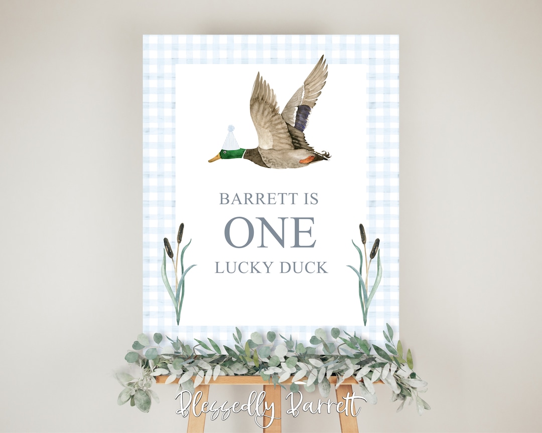 Lucky Duck Welcome Sign | Blue Gingham | Mallard | Hunting Party ...