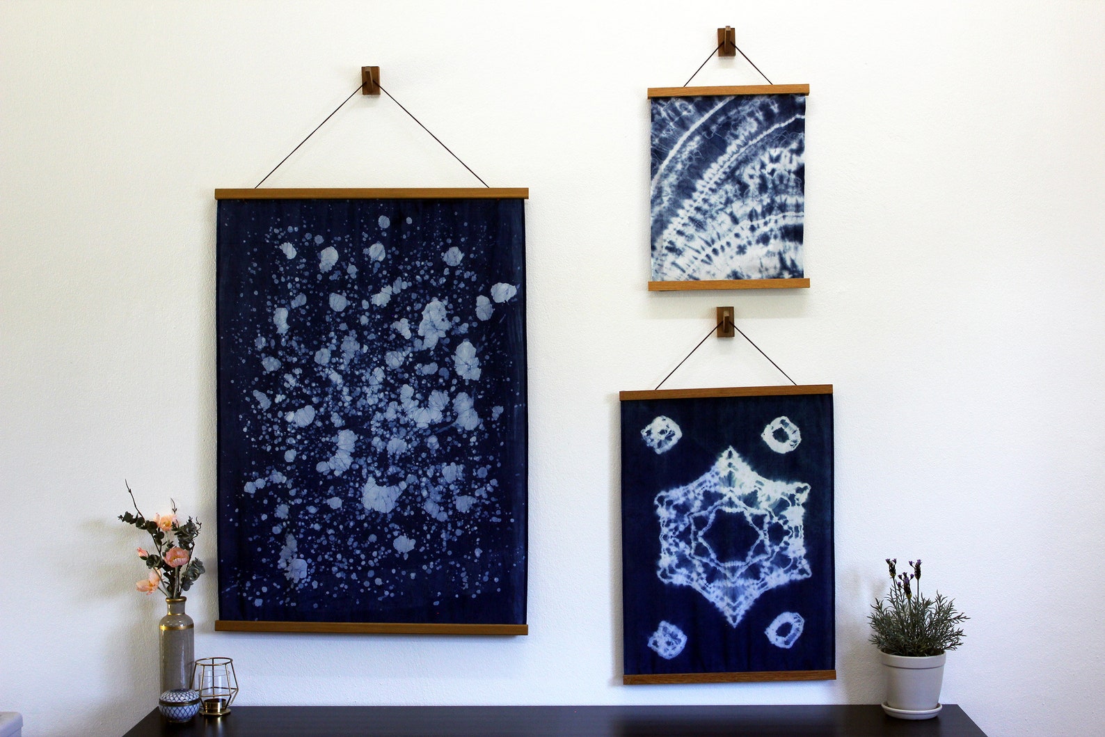Kumo & Nui Japanese Shibori Wall Art | Natural Indigo Hand Dyed Textile ...