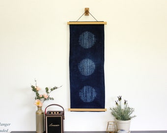Kumo&nui Japanese Shibori Wall Art Indigo Hand Dyed Textile Art One of ...