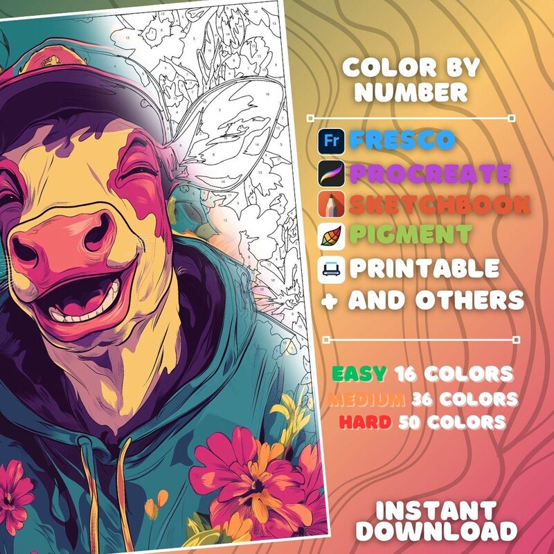 Paint by Number Cow - Etsy