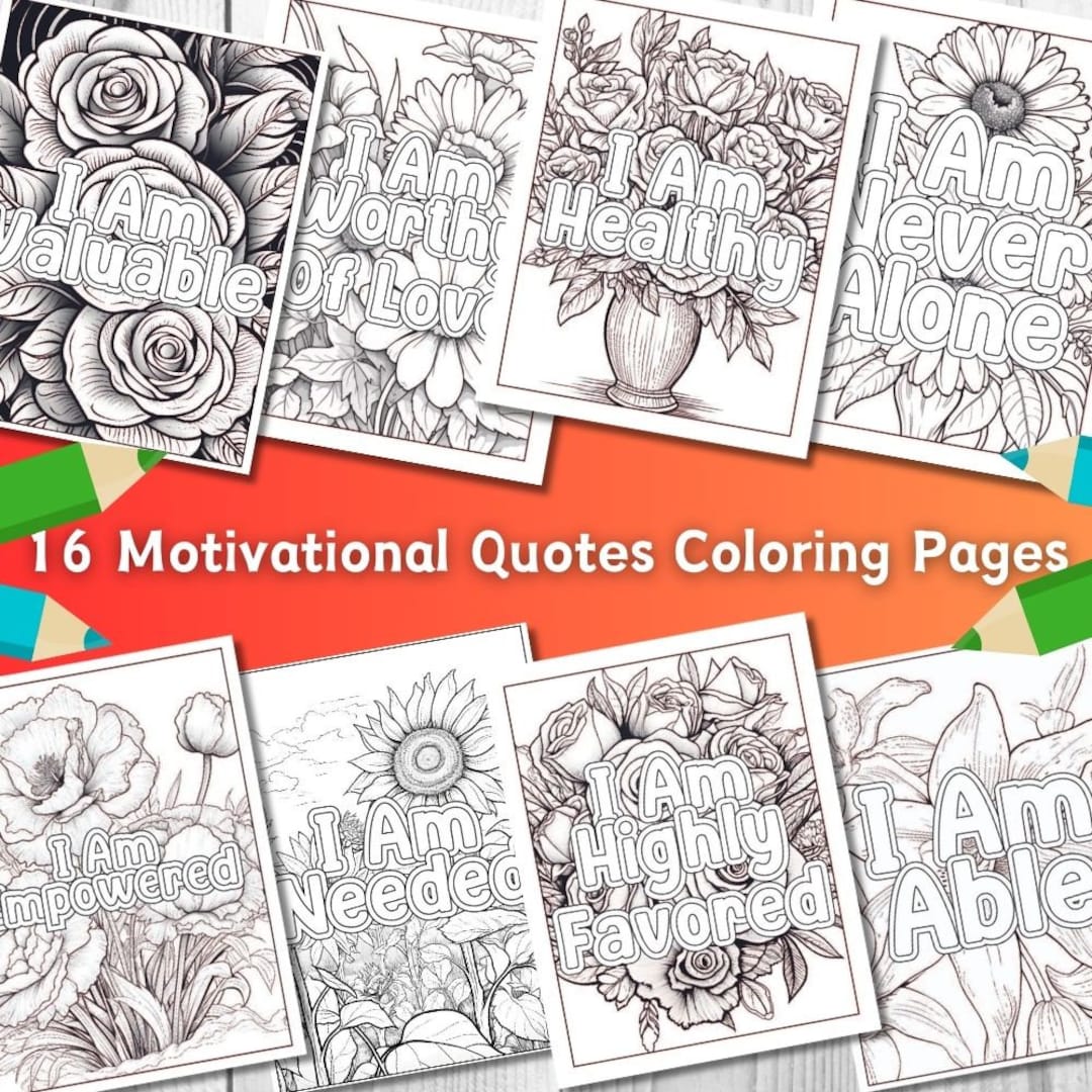 Motivational Quotes Coloring Pages Printable Digital Download ...