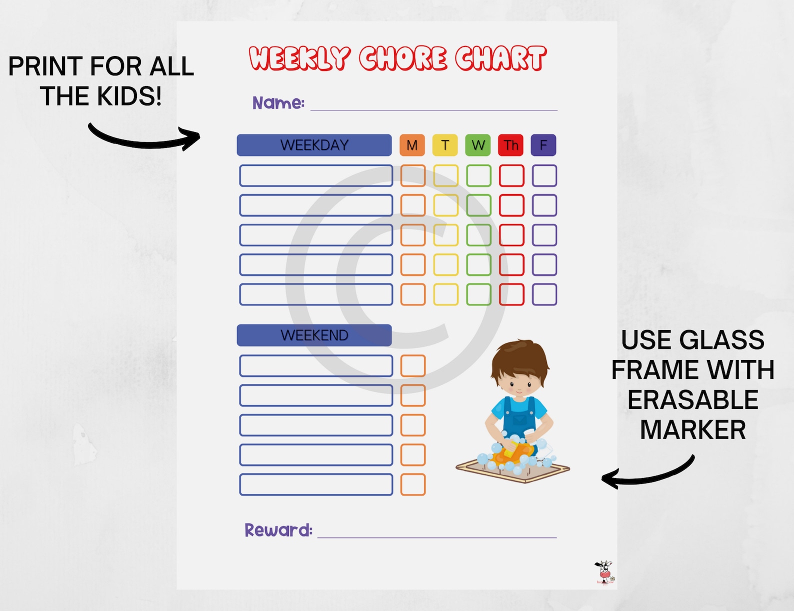 Printable Chore Chart for Kids, Daily Routine for Week With Reward ...